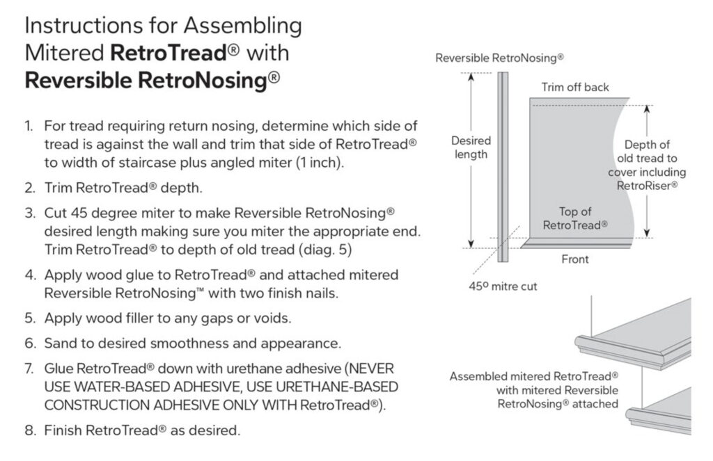 Young RetroCraft Mitered Return Tread Kit - 48-60" Modern Red & White ...